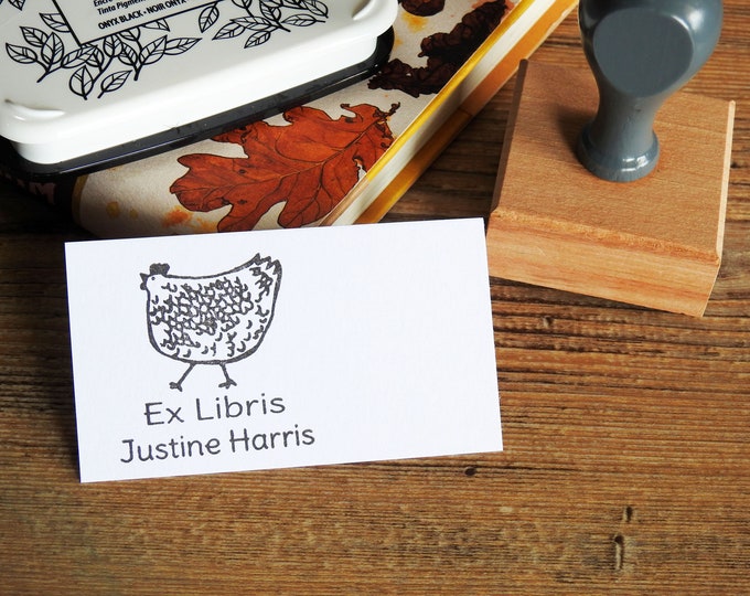 Speckled Hen Ex Libris Stamp Book Stamp Personal Library Stamp Chicken ...