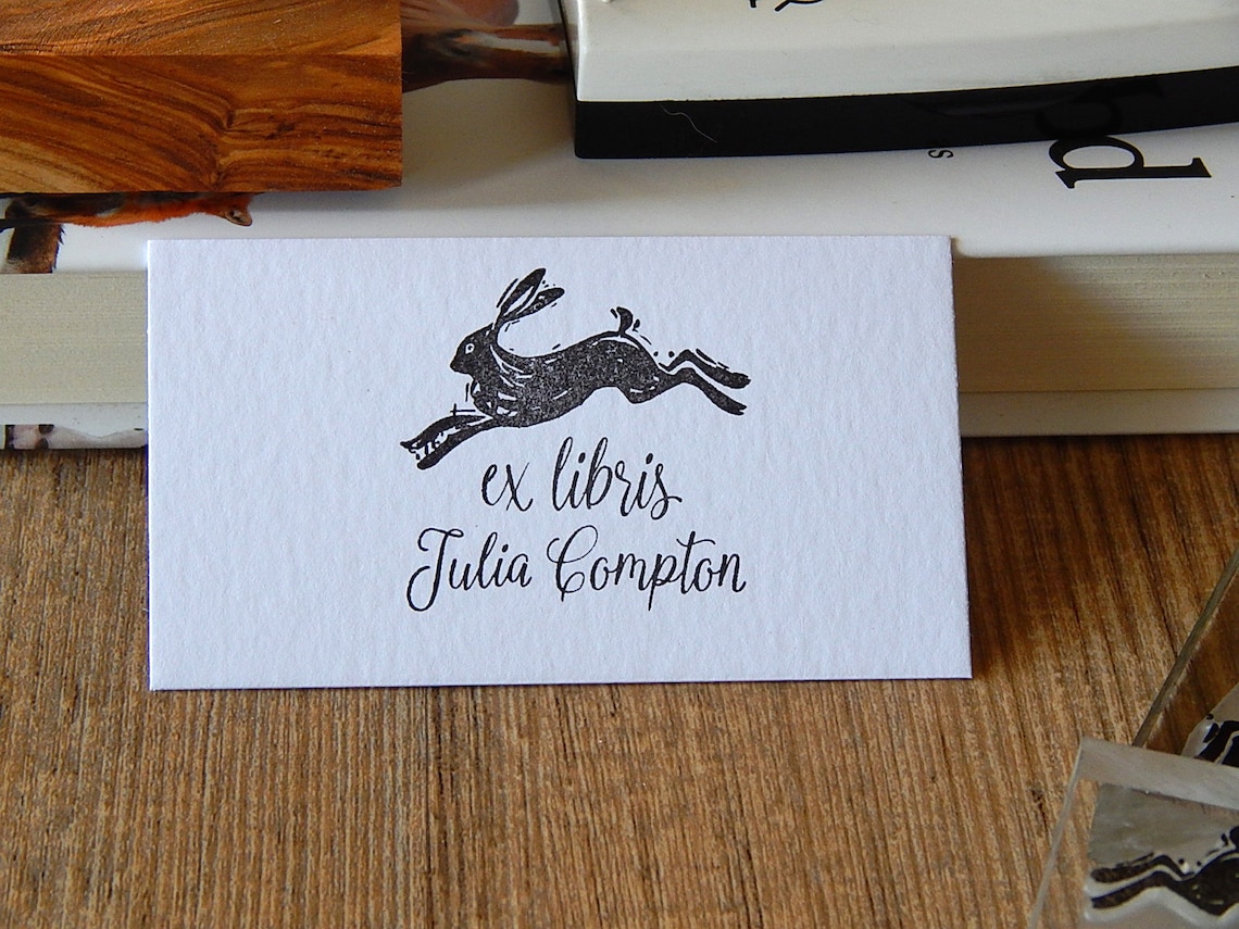 Linocut Hare Ex Libris Stamp Hare Stamp Rubber Stamp | Etsy