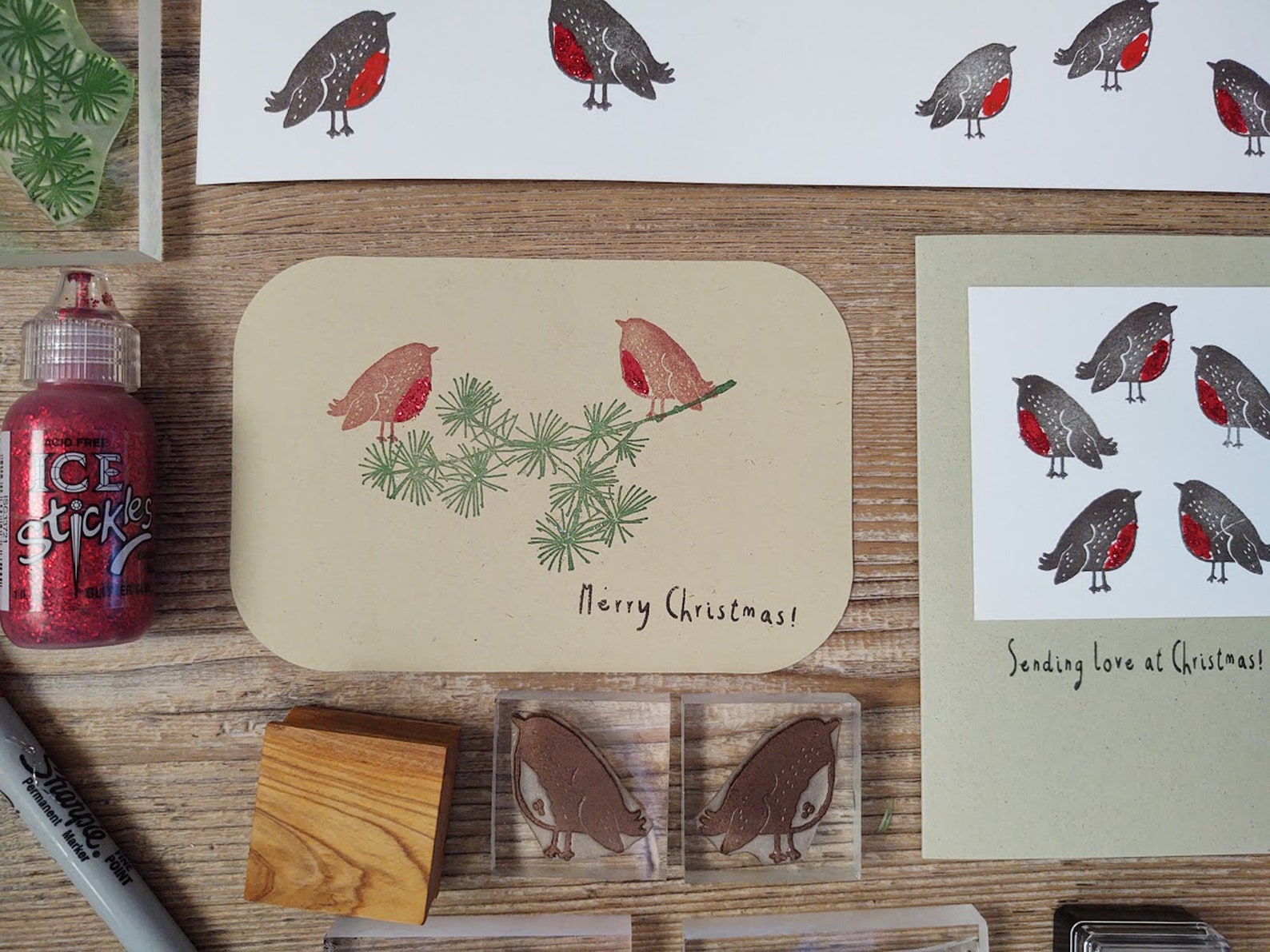 Festive Robins Christmas Stamp Christmas Gift Stamp | Etsy