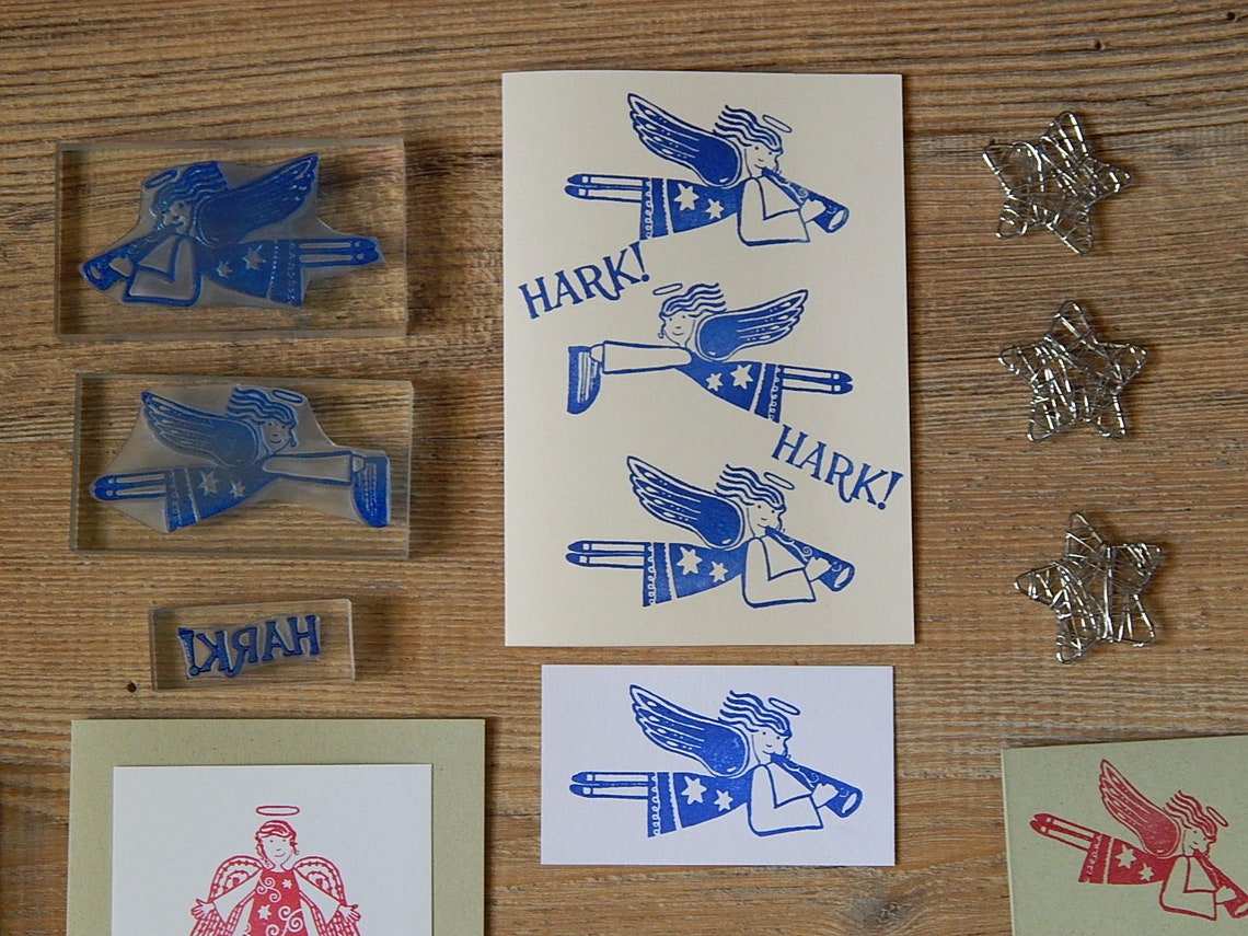 3 Christmas Angels Angel Stamp Christmas Stamp Fairy | Etsy