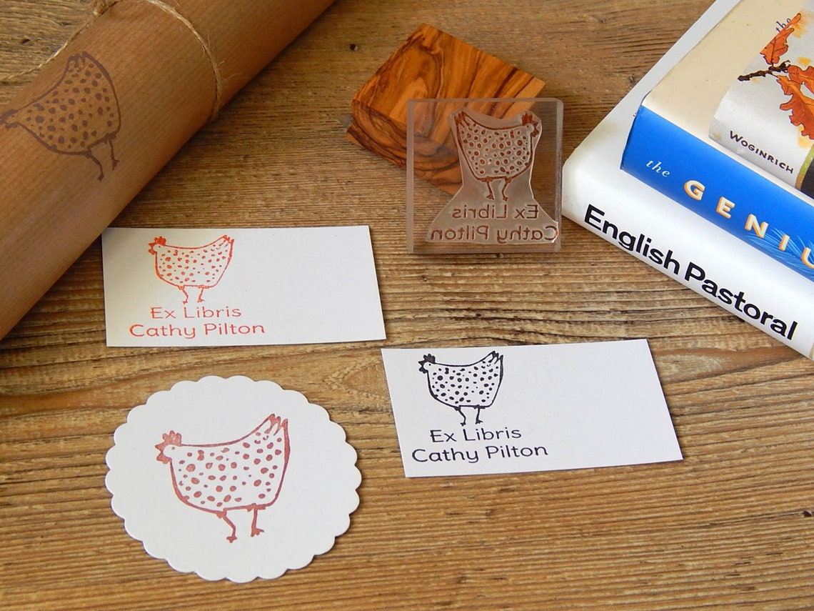 Spotty Hen Chicken Stamp Ex Libris Library Stamp Hen | Etsy