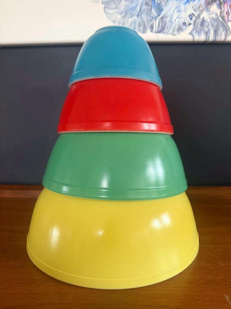 Set of 4 Vintage Pyrex Primary Colors Nesting Bowls #401/402/403/404 - Etsy