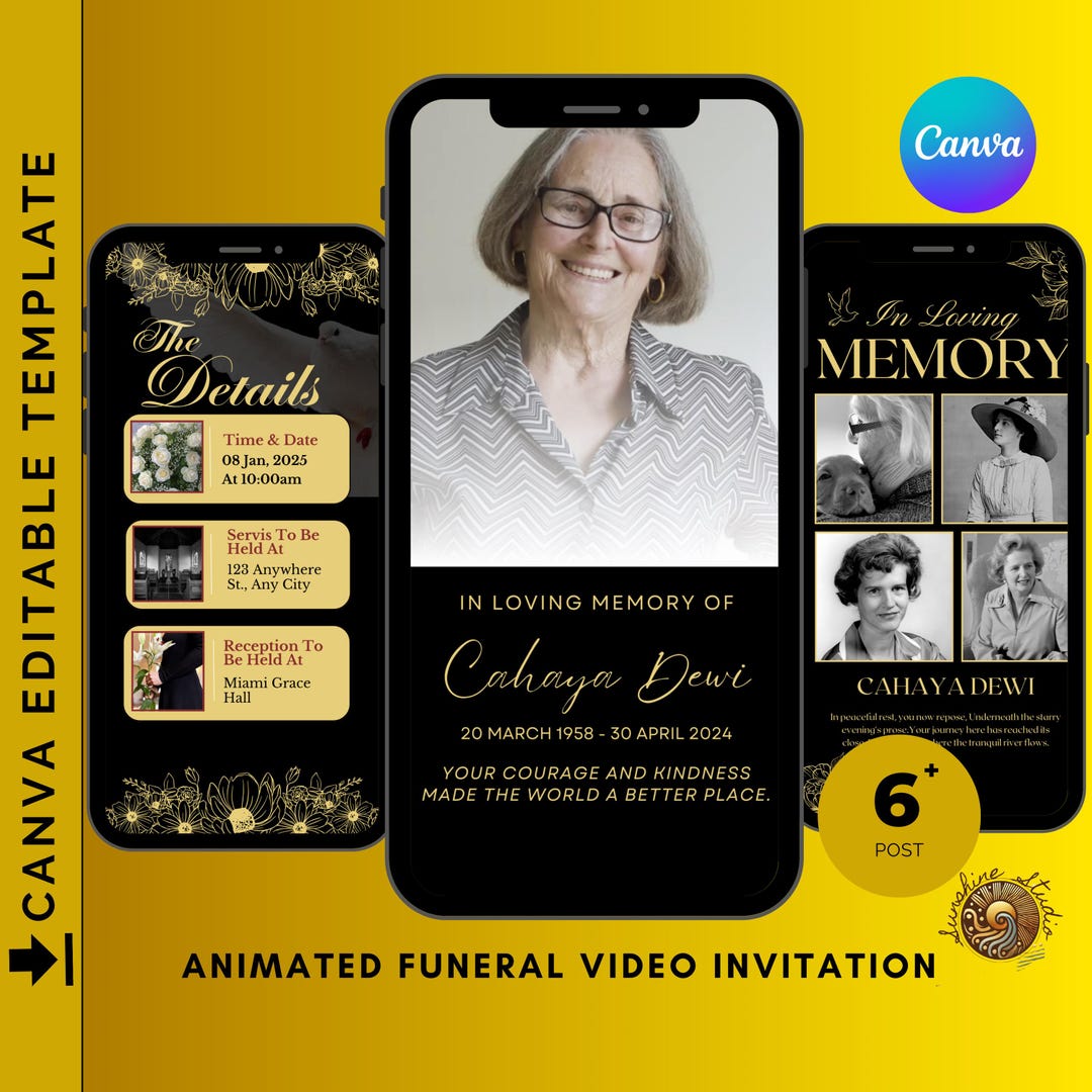 Animated Funeral Invitation | Memorial Video | DIY Funeral Template ...