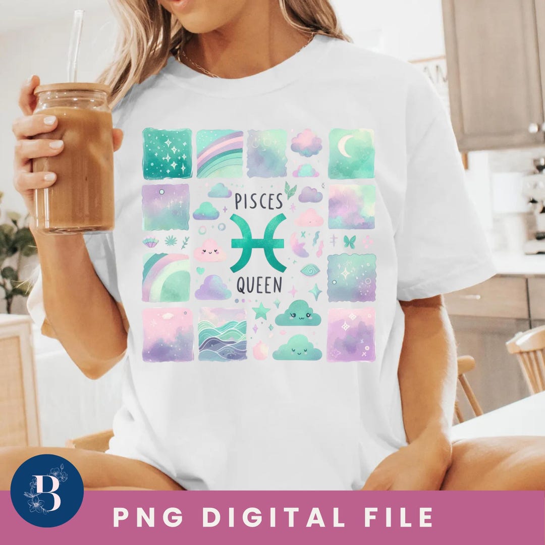 Pisces Queen PNG, Astrology Watercolor, Zodiac Birthday Sublimation ...
