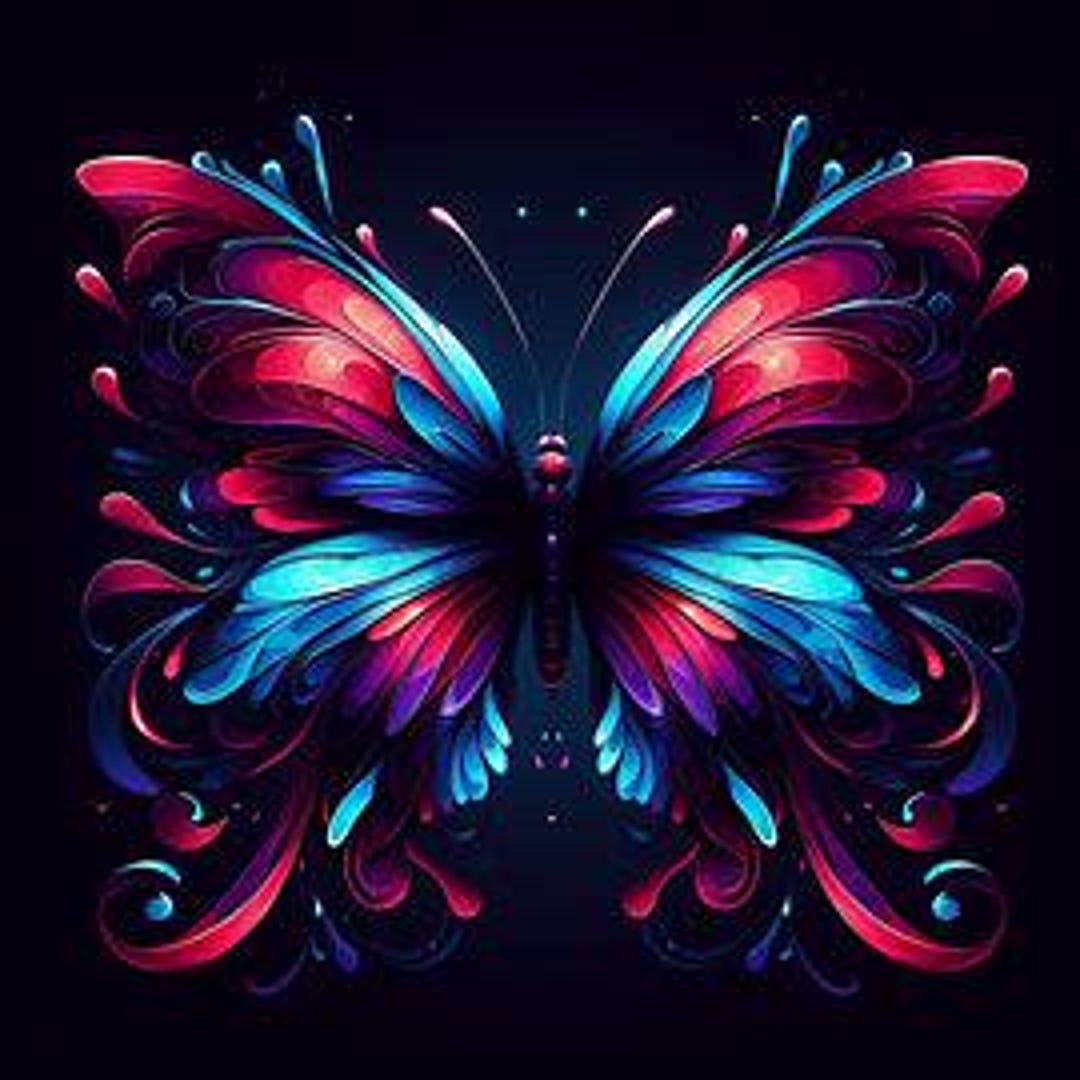 Dark Red & Blue Butterfly Clipart – Mystical Butterfly Art, Digital ...