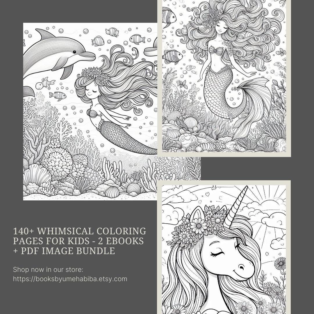 Coloring 2 Ebooks for Kids, 140+ Images File, Instant Download - Etsy