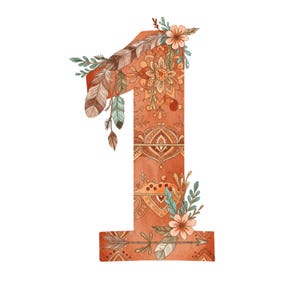 Boho Number Clipart PNG JPG | Rustic Bohemian Numbers | Neutral Boho ...