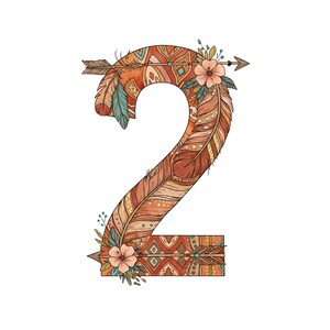 Boho Number Clipart PNG JPG | Rustic Bohemian Numbers | Neutral Boho ...