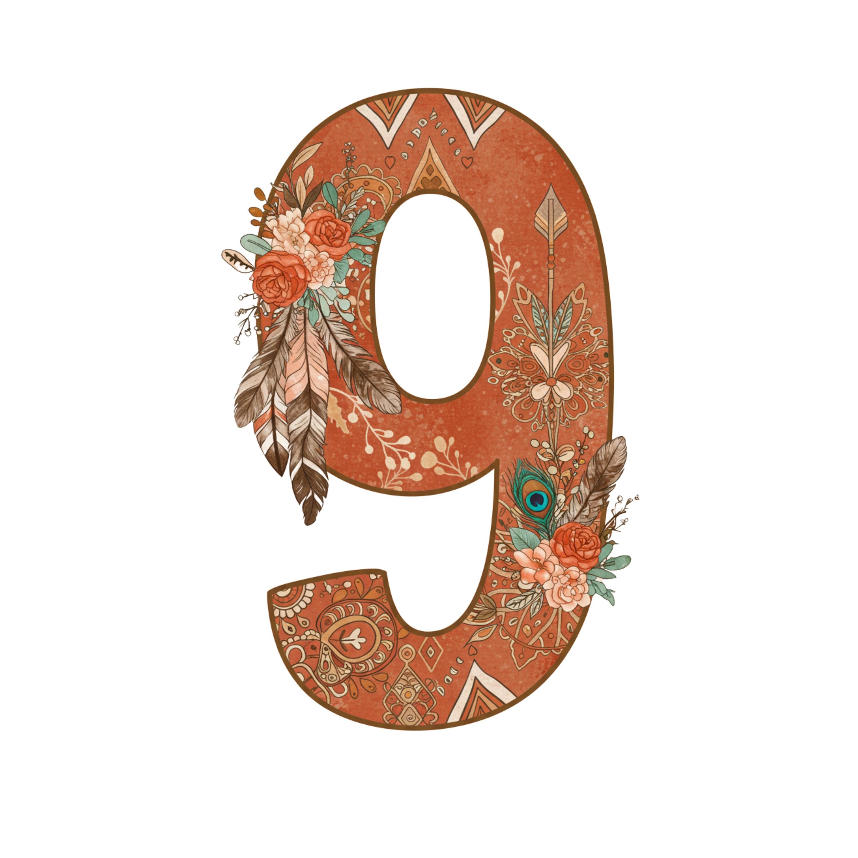 Boho Number Clipart PNG JPG | Rustic Bohemian Numbers | Neutral Boho ...