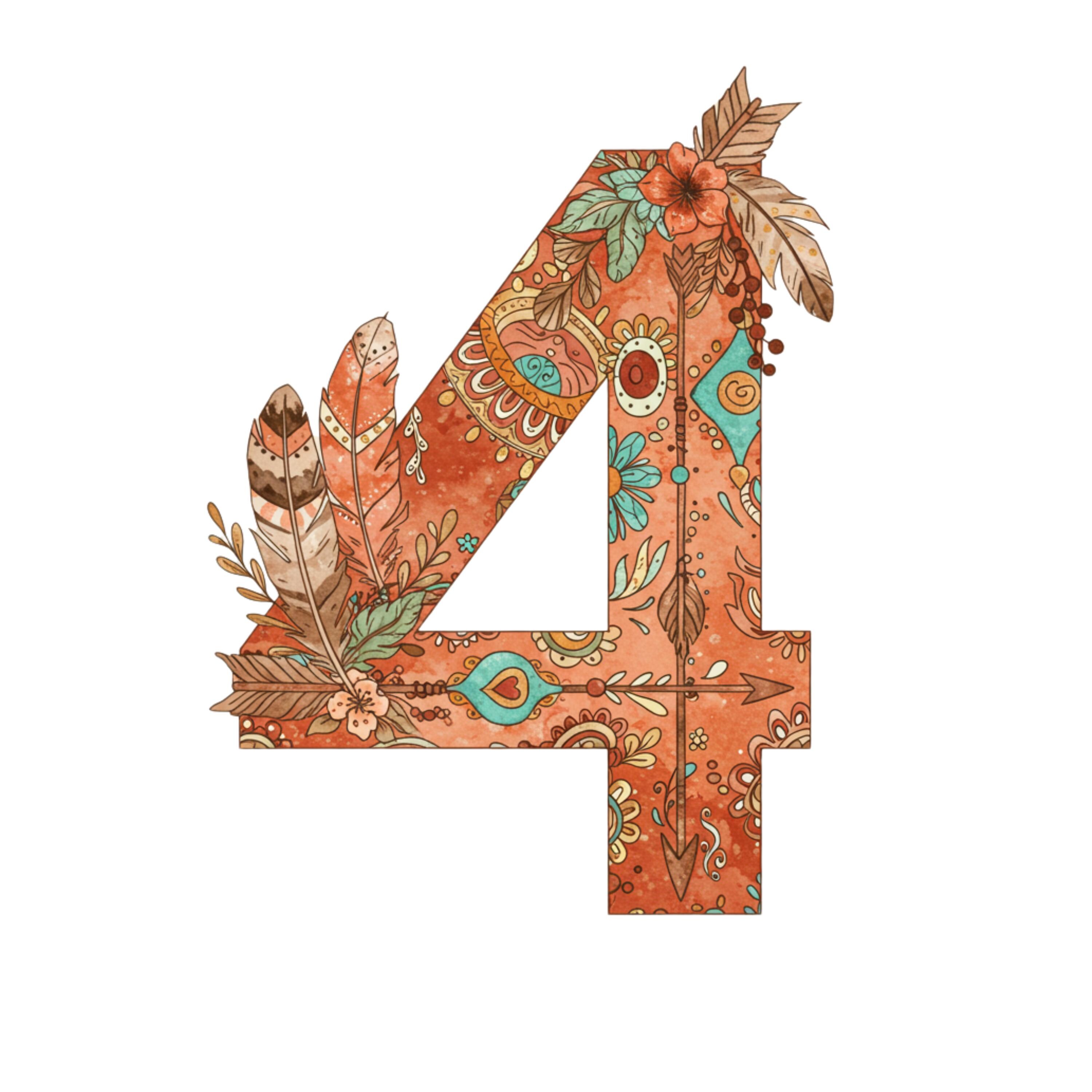 Boho Number Clipart PNG JPG | Rustic Bohemian Numbers | Neutral Boho ...