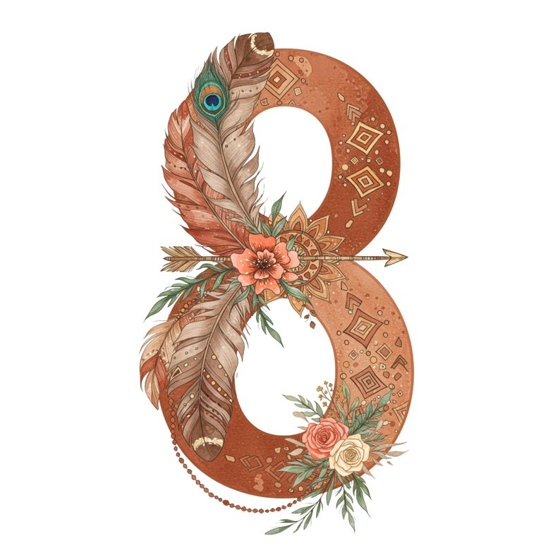 Boho Number Clipart PNG JPG | Rustic Bohemian Numbers | Neutral Boho ...