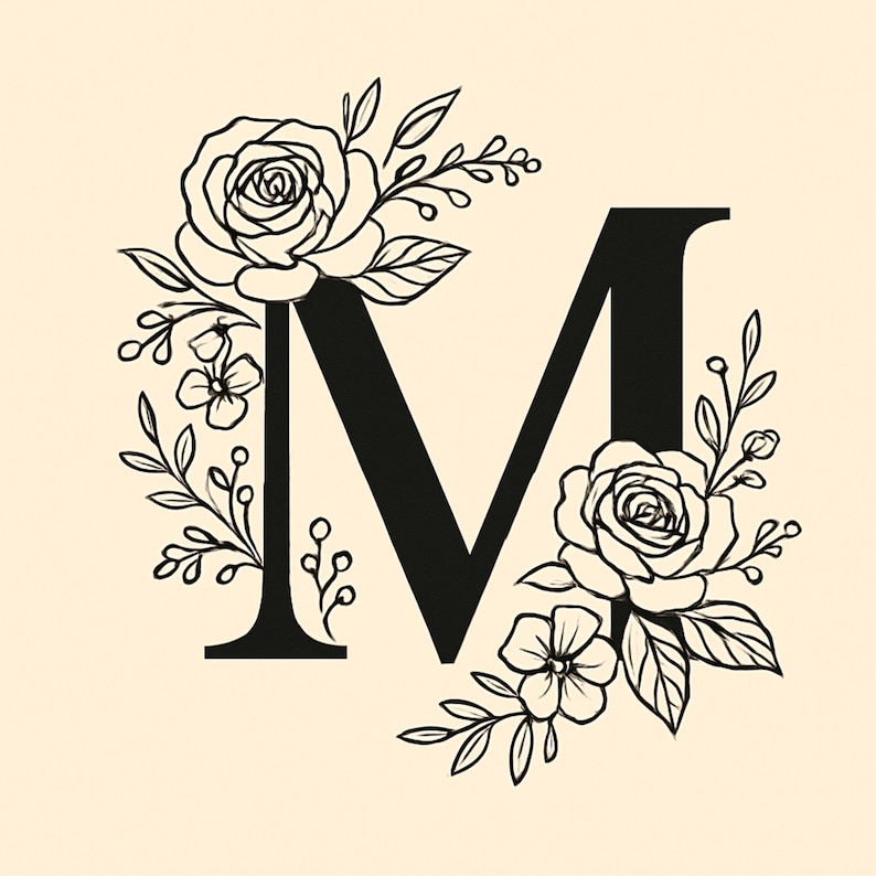 Floral Monogram Letter M PNG – Botanical Alphabet Clipart – Cricut Cut ...
