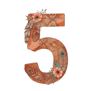 Boho Number Clipart PNG JPG | Rustic Bohemian Numbers | Neutral Boho ...