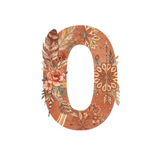 Boho Number Clipart PNG JPG | Rustic Bohemian Numbers | Neutral Boho ...