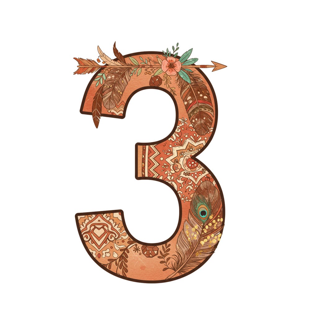 Boho Number Clipart PNG JPG | Rustic Bohemian Numbers | Neutral Boho ...