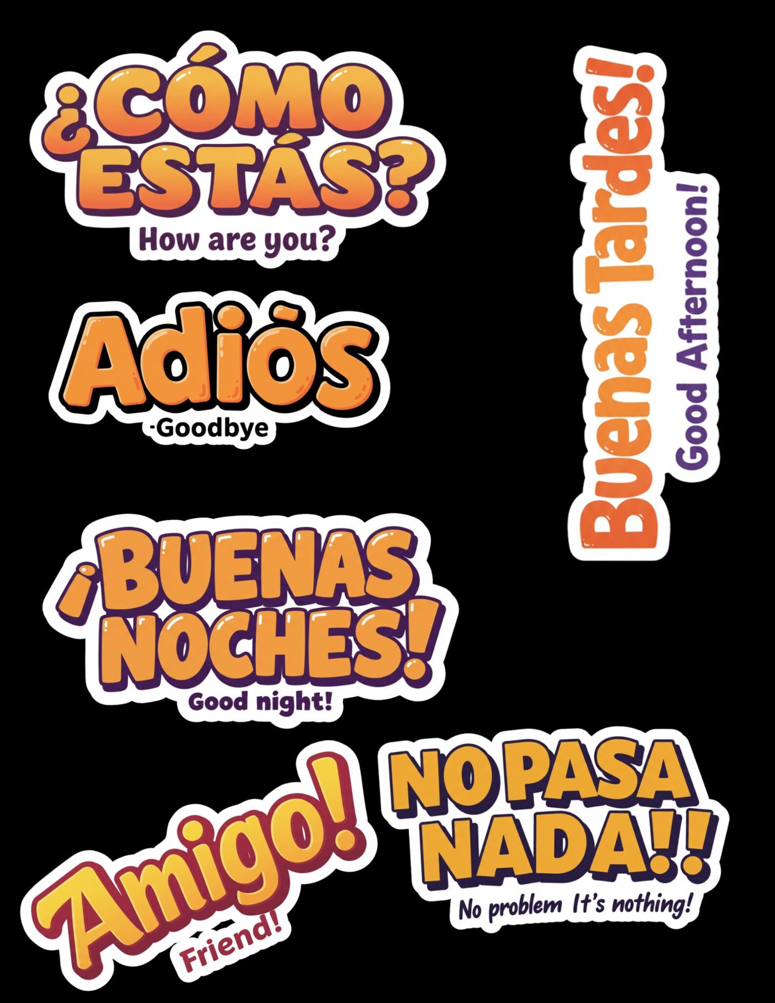 Spanish Motivational Stickers: Bilingual Greetings & Affirmations (PNG ...