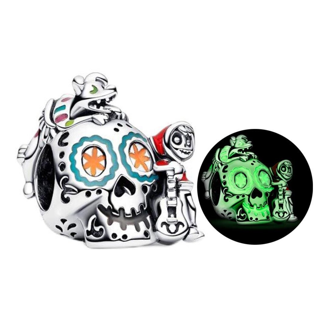 Parks Pixar Coco Miguel & Dante Skull Glow in the Dark Pandora Charm - Etsy