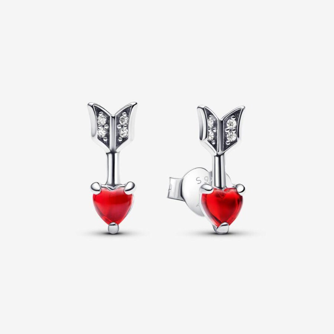 Pandora Arrow & Murano Glass Heart Stud Earrings - Etsy