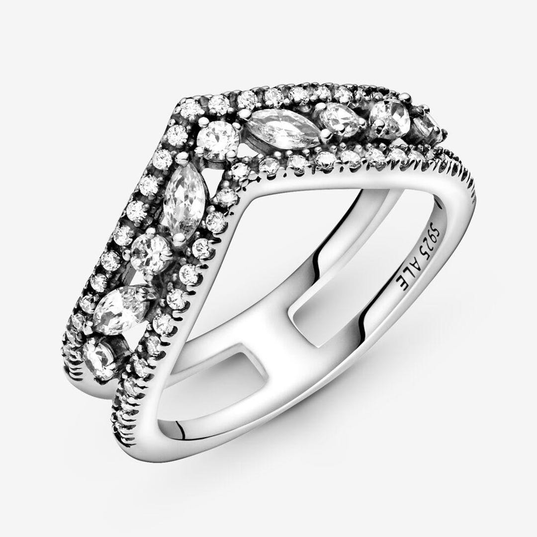 Pandora Silver Sparkle Horse Eye Gemstone Double Wishbone Ring - Etsy