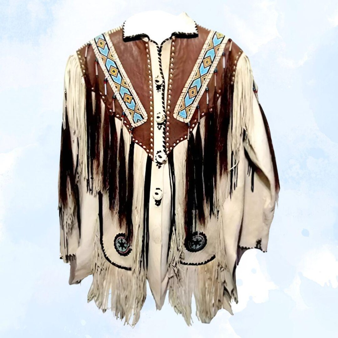 Men's Native American Western Jacket Handcraft Suede Leather Fringe ...