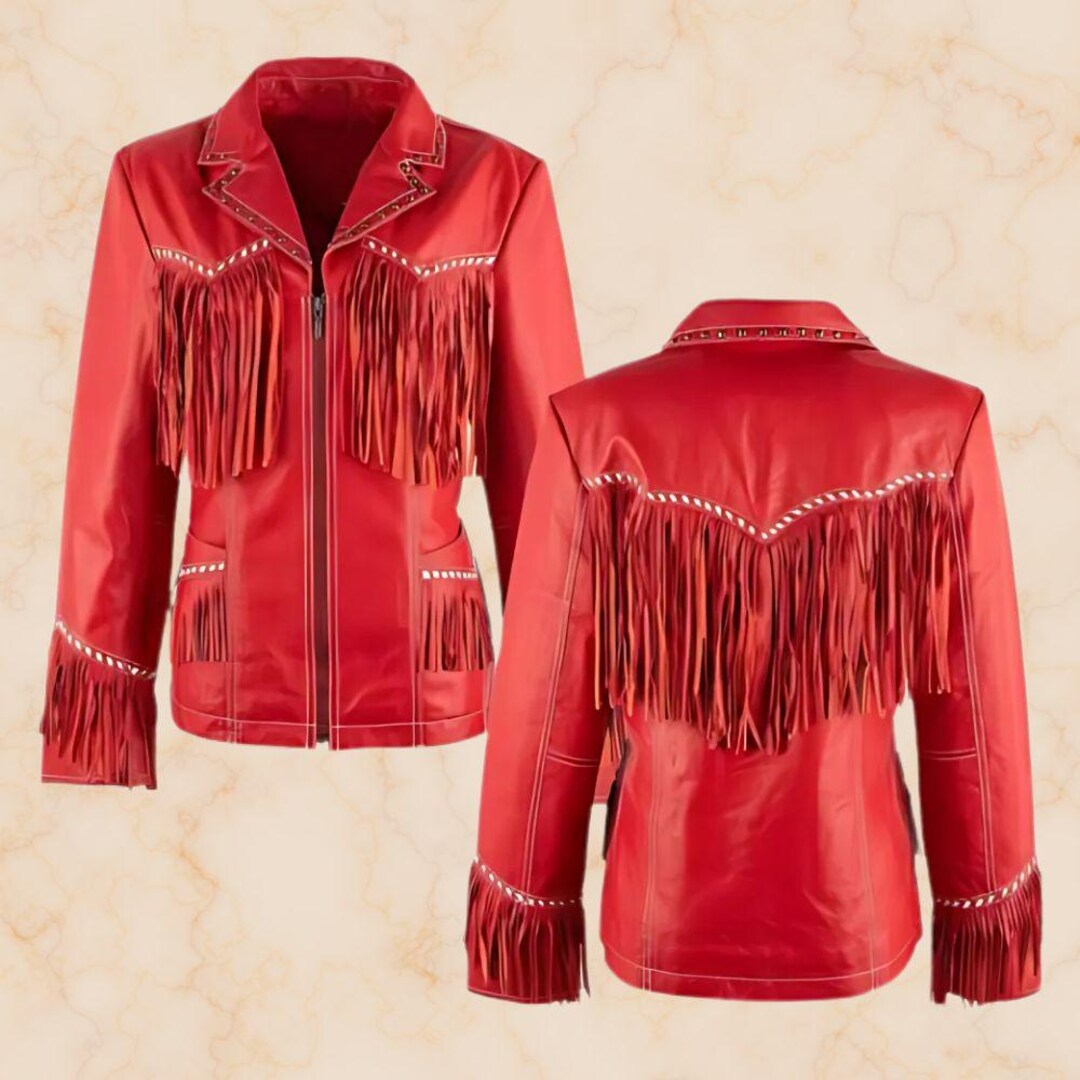 Women's Traditional Native American Western Cowhide Leather Jacket ...