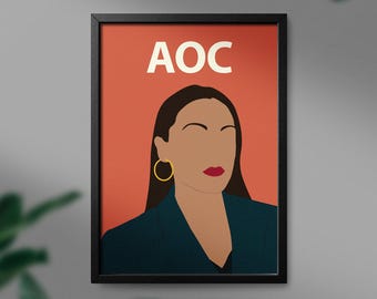 Alexandria Ocasio-cortez Minimalist Poster - Iconic Faces Portrait ...