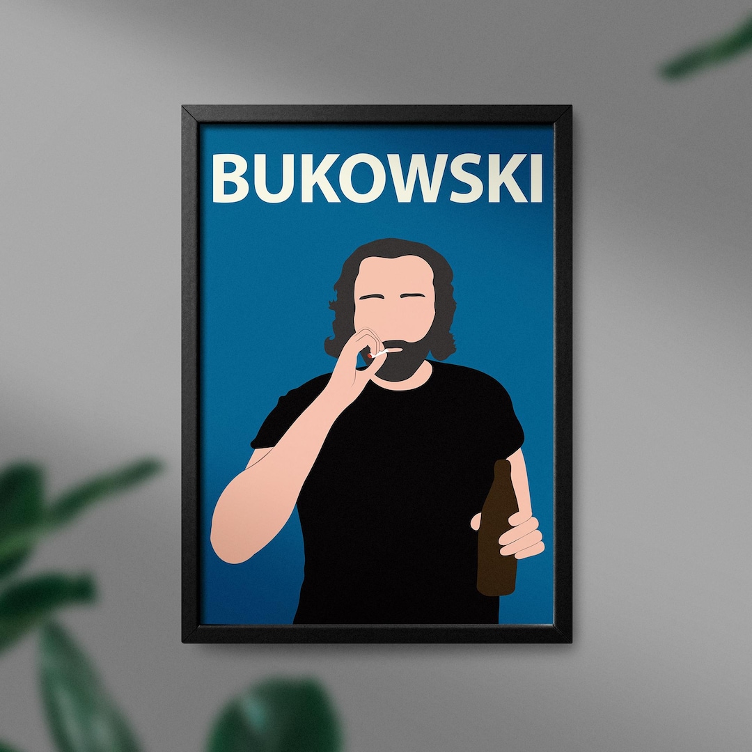 Charles Bukowski Minimalist Poster - Iconic Faces Portrait - Digital ...