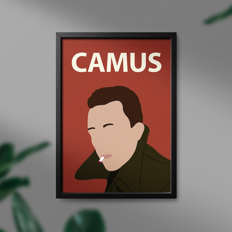 Albert Camus Minimalist Poster - Iconic Faces Portrait - Digital Print ...