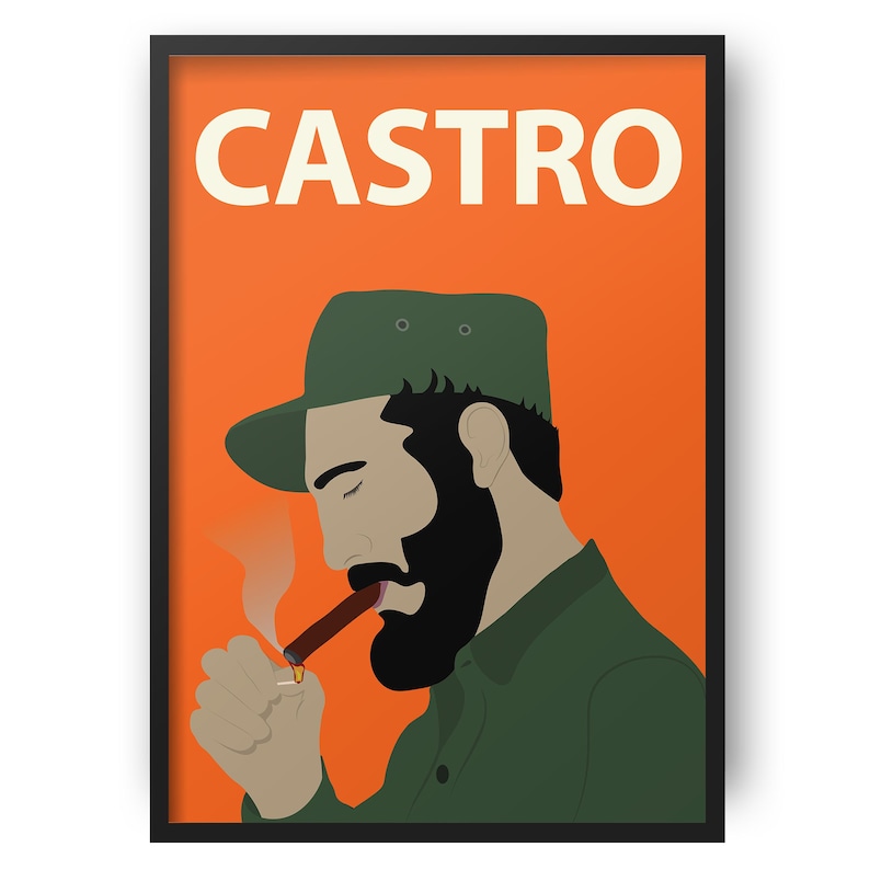 Fidel Castro Minimalist Poster - Iconic Faces Portrait - Digital Print ...