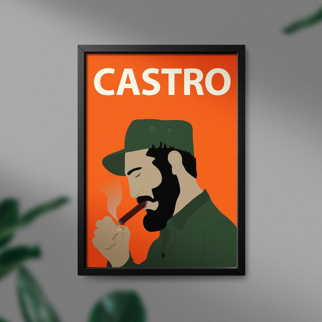Fidel Castro Minimalist Poster - Iconic Faces Portrait - Digital Print ...