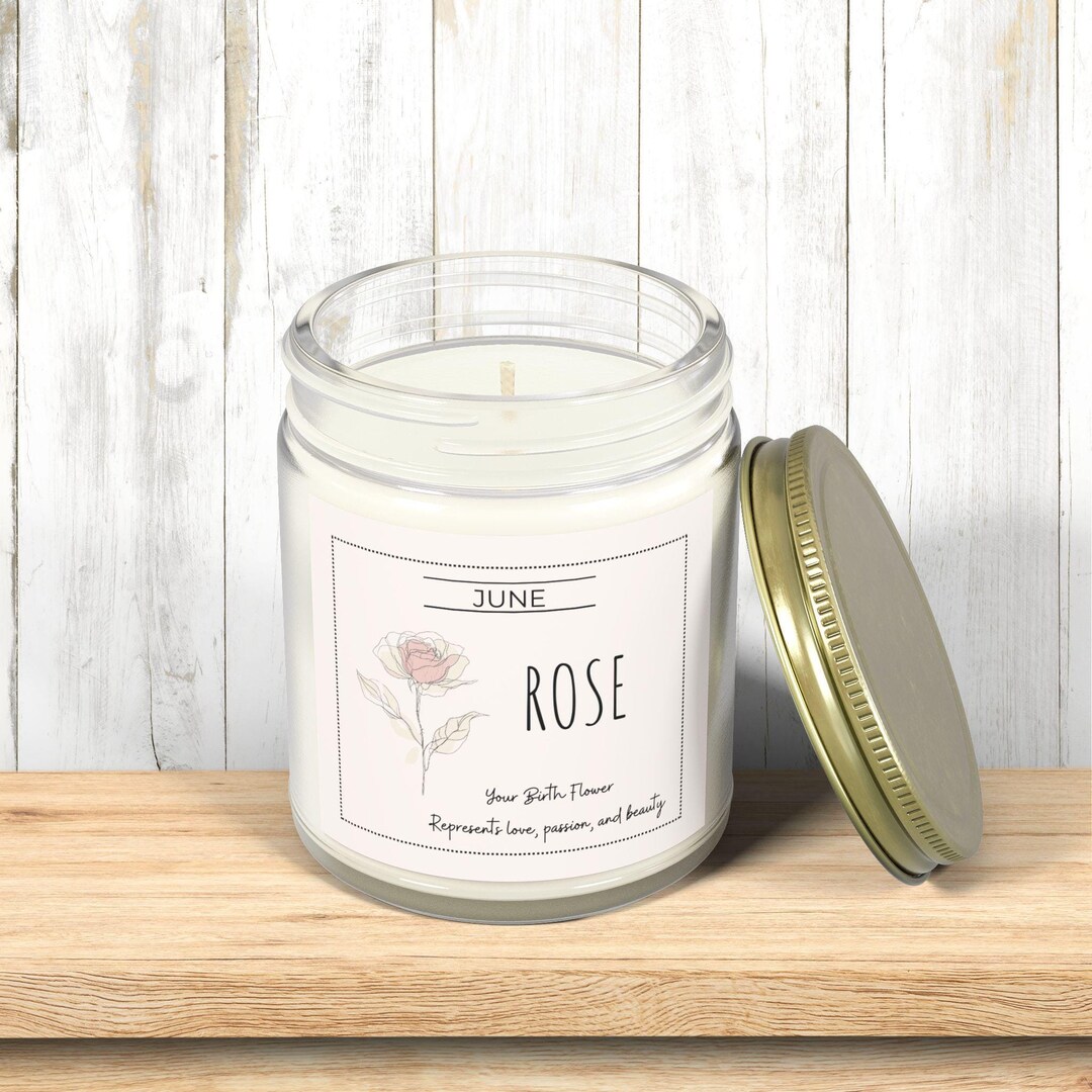 June Rose Birth Flower Candle, June Birthday Gift, Scented Candle, Rose ...