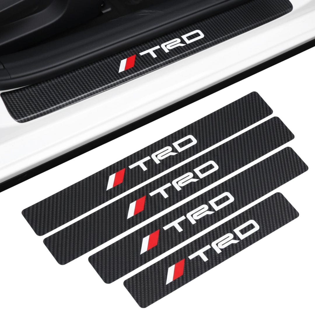 TRD Carbon Fiber Door Sill Protector Stickers Anti-scratch Car Scuff ...