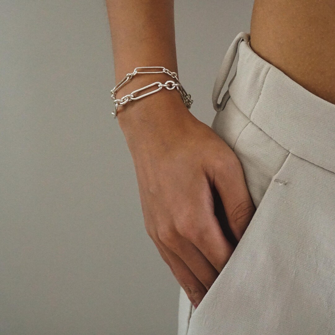 Handmade Sterling Silver Trombone/paperclip Bracelet - Medium - Etsy