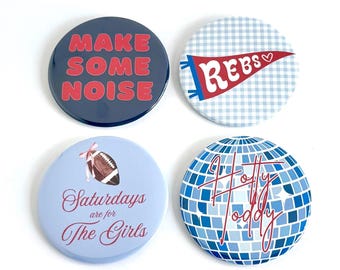 3" Blue and Red Tailgate Buttons Football Buttons Gameday Buttons ...
