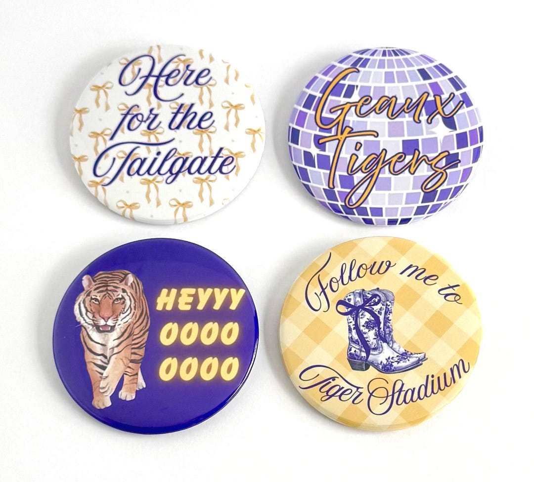 3" Purple and Gold Tailgate Buttons Football Buttons Gameday Buttons ...