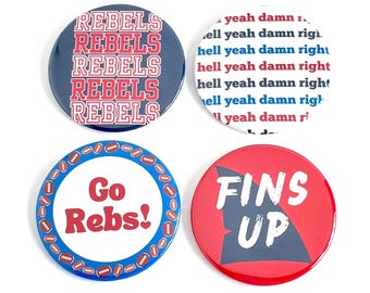 3" Blue and Red Tailgate Buttons Football Buttons Gameday Buttons ...