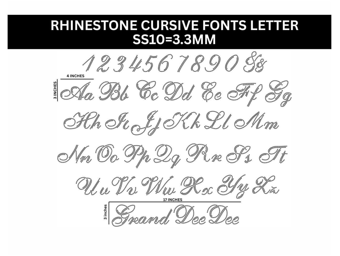 Rhinestone Cursive Font Letters Alphabet Cursive Handwrite Fancy Font ...