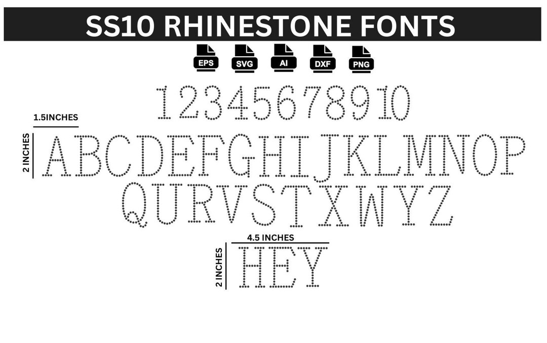 Rhinestone Alphabet Template: SVG, PNG, DXF, SS10 Font (digital ...