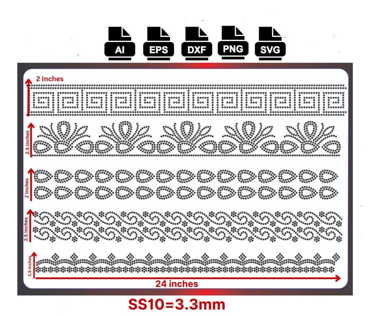 Cheer Bow Rhinestone Template: Border Strip SVG, PNG, Cricut Cut File ...
