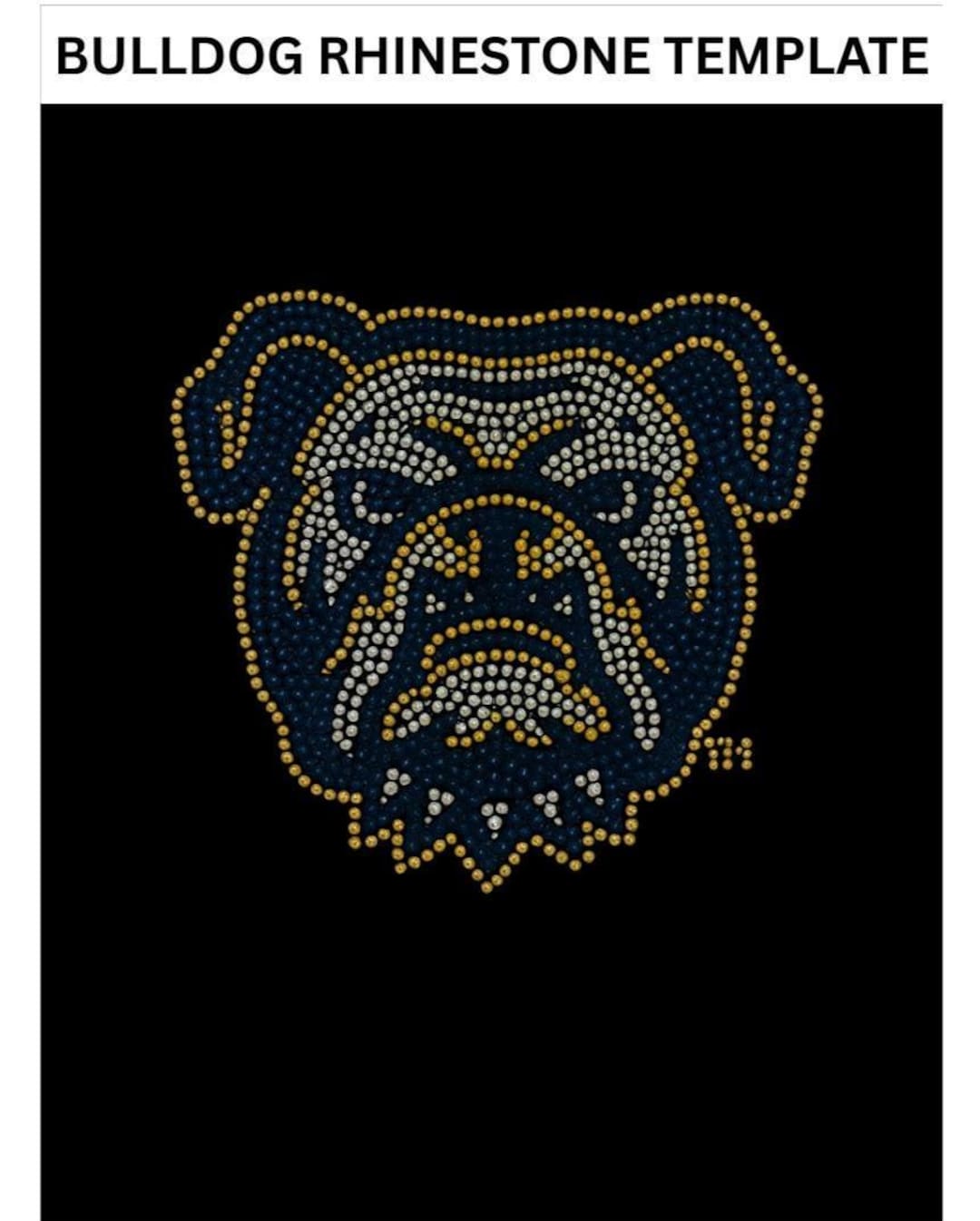 3 Colors Bulldog Rhinestone Template Ss10 Digital Files - Etsy