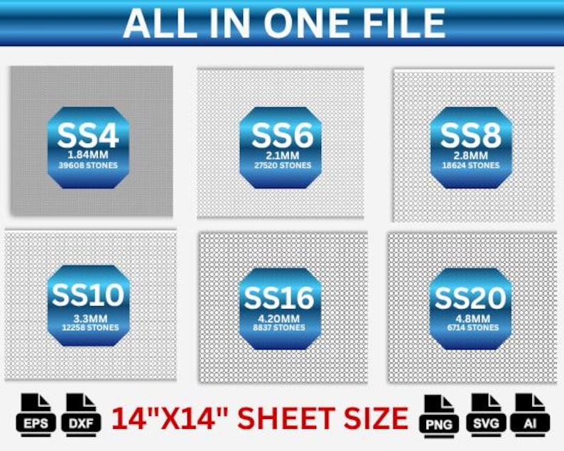 Rhinestone Template Sheet Bundle: SS4-SS20 Sizes (digital Download - Etsy