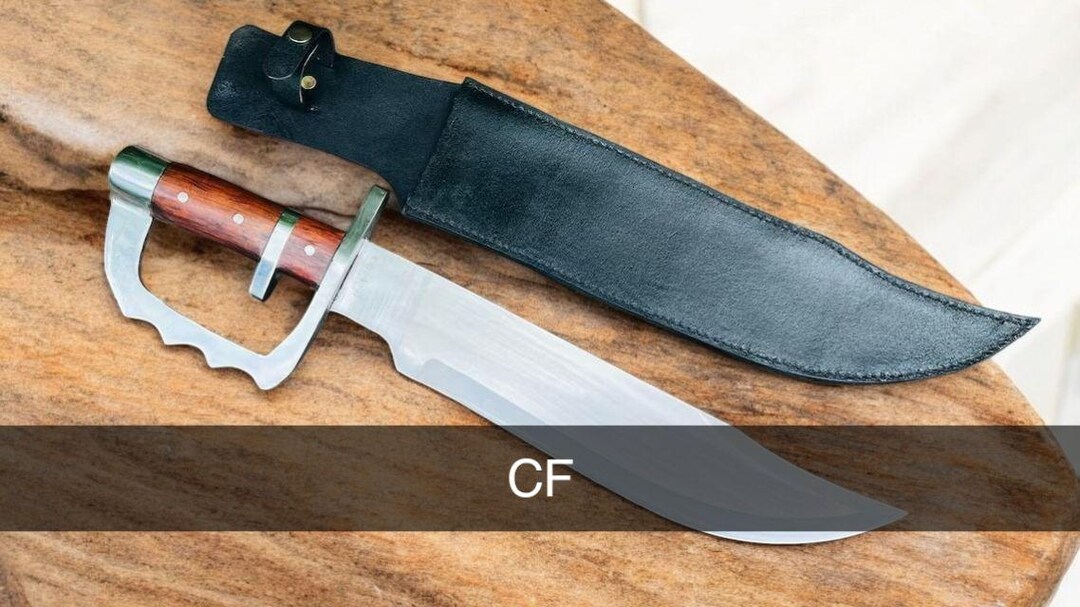 D Guard Handle Predator Hunting Bowie Knife With Leather Sheath Gift ...