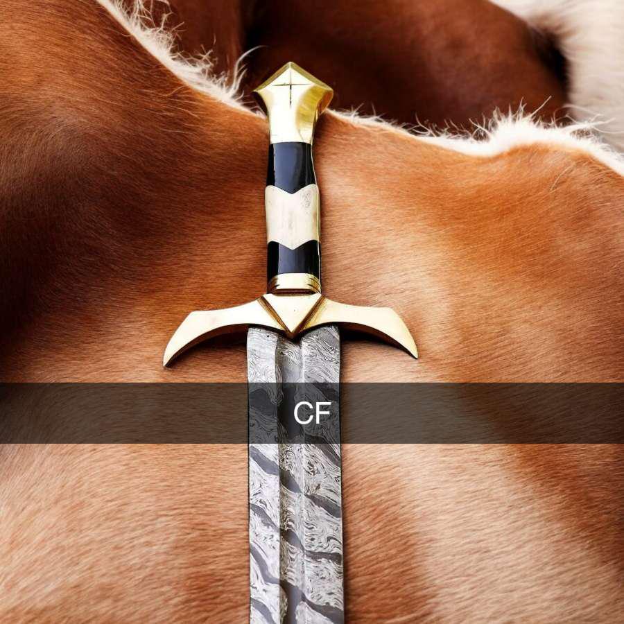 Hand-forged Damascus Steel Fantasy Sword With Custom Sheath, Double ...
