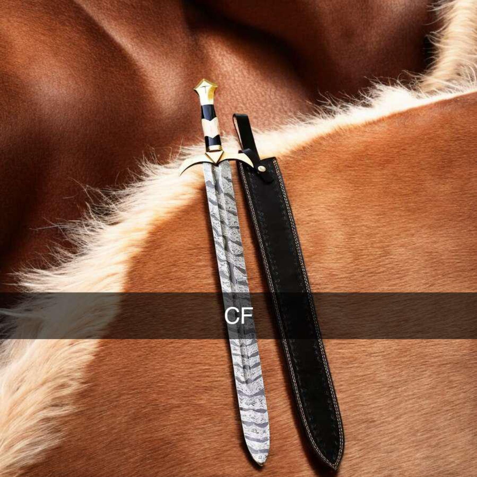 Hand-forged Damascus Steel Fantasy Sword With Custom Sheath, Double ...