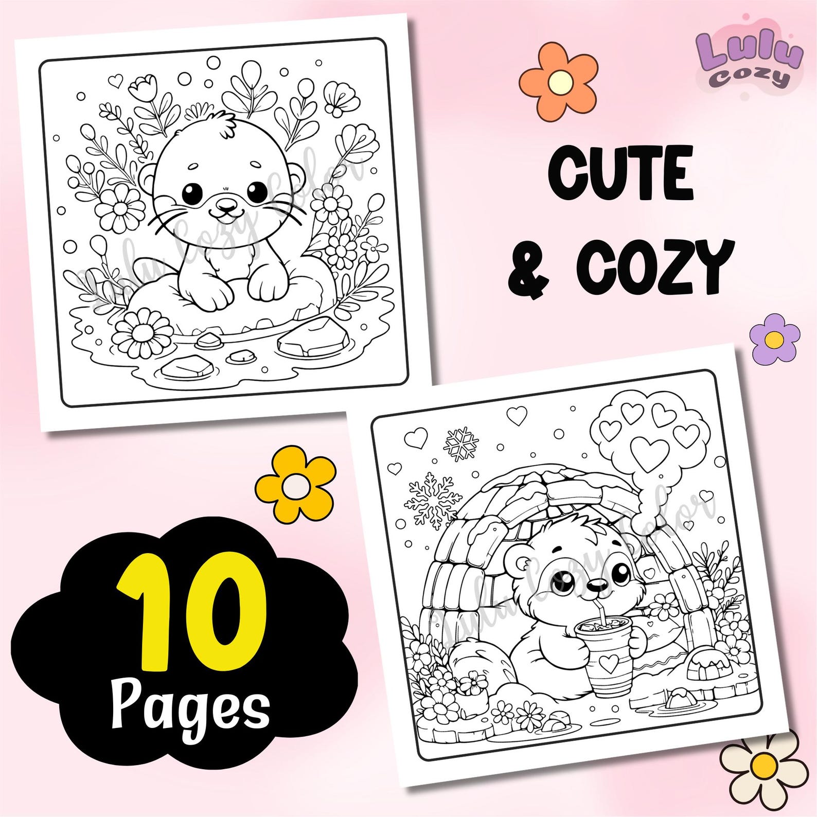 Cozy Arctic: Otter Cute Coloring Book for Relaxing, Super Cute Animal ...