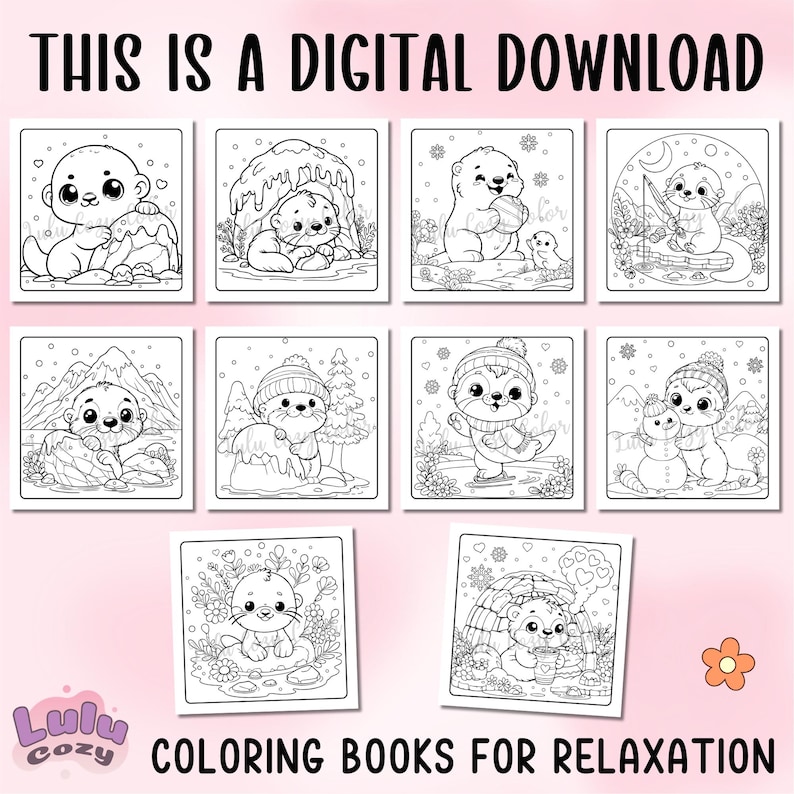 Cozy Arctic: Otter Cute Coloring Book for Relaxing, Super Cute Animal ...