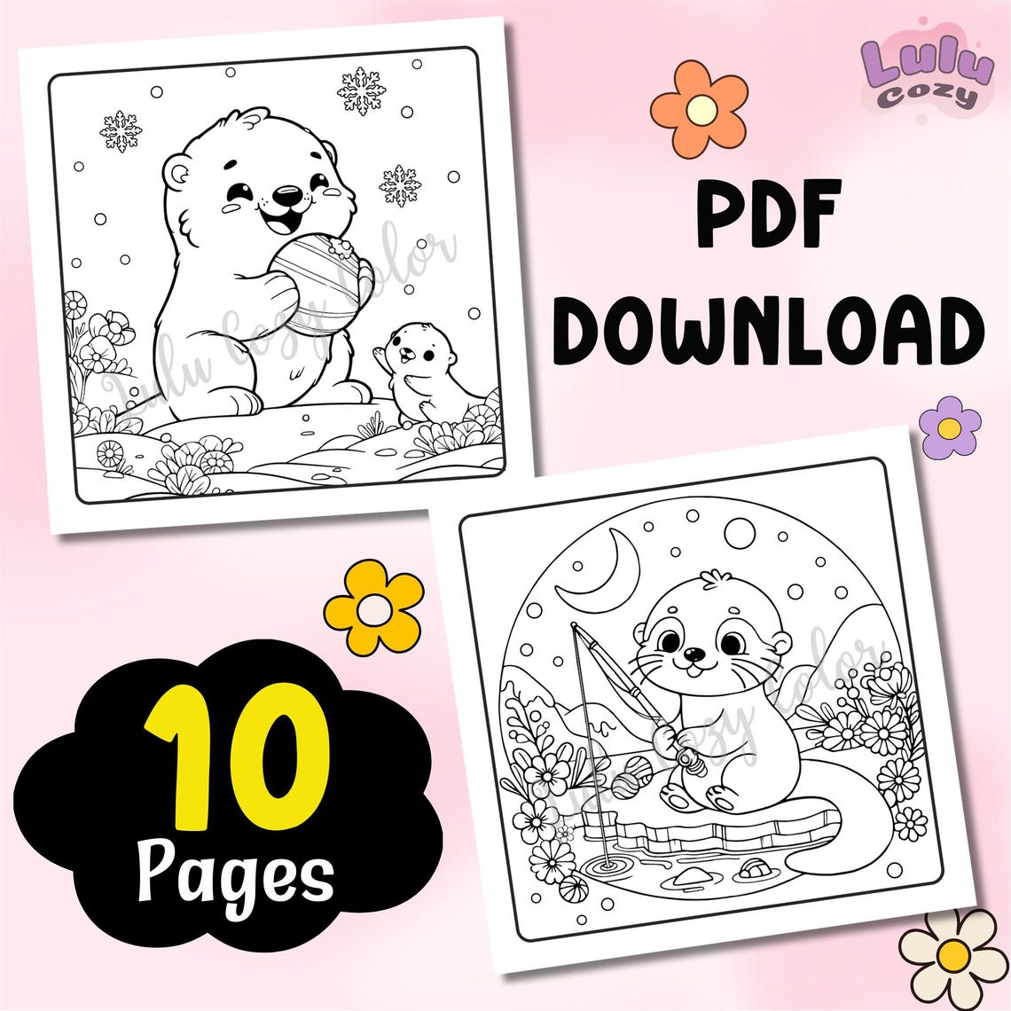 Cozy Arctic: Otter Cute Coloring Book for Relaxing, Super Cute Animal ...