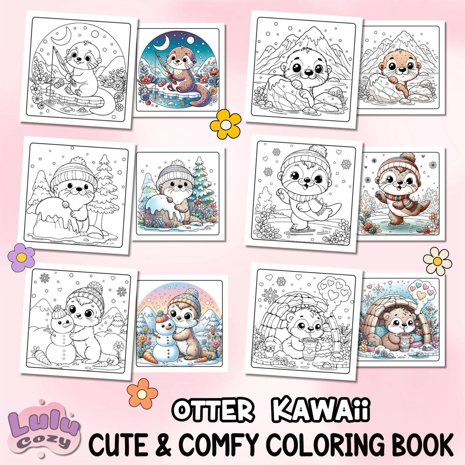 Cozy Arctic: Otter Cute Coloring Book for Relaxing, Super Cute Animal ...