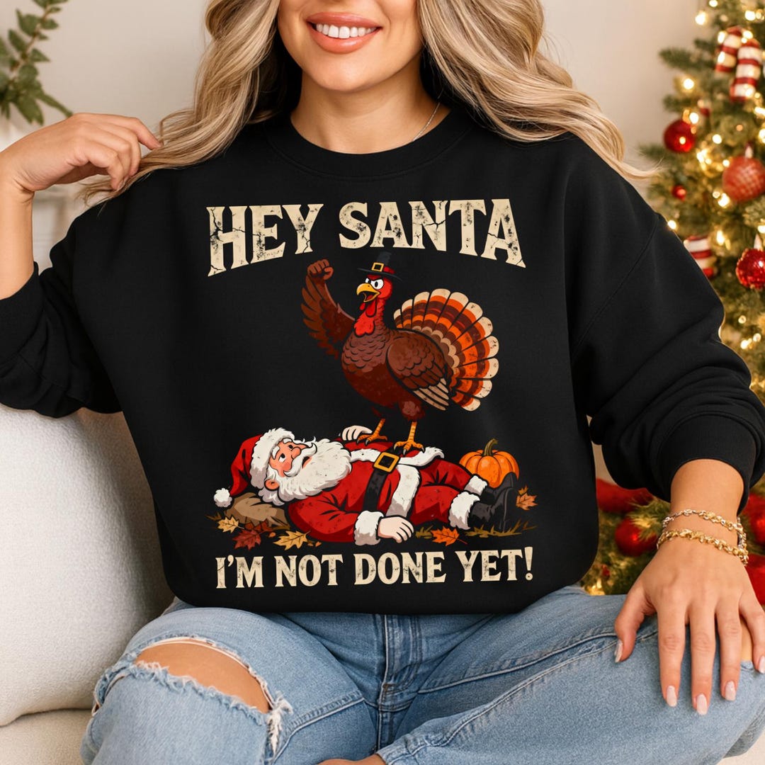 Wait Your Turn Santa Turkey Chrismas PNG, Gobble Thanksgiving PNG, Yarn ...