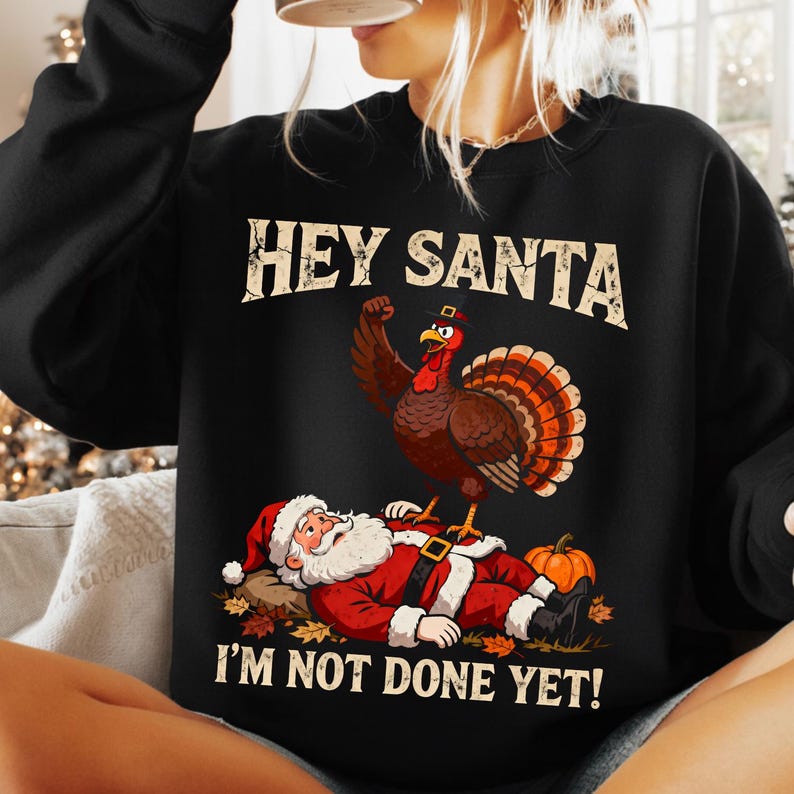 Wait Your Turn Santa Turkey Chrismas PNG, Gobble Thanksgiving PNG, Yarn ...